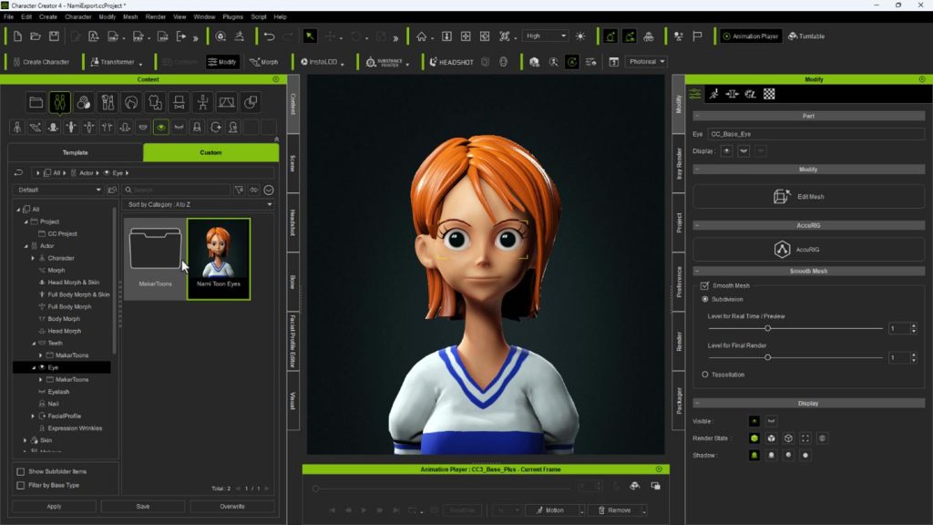 How to Customize Eyes and Teeth in Character Creator for One Piece Nami ...