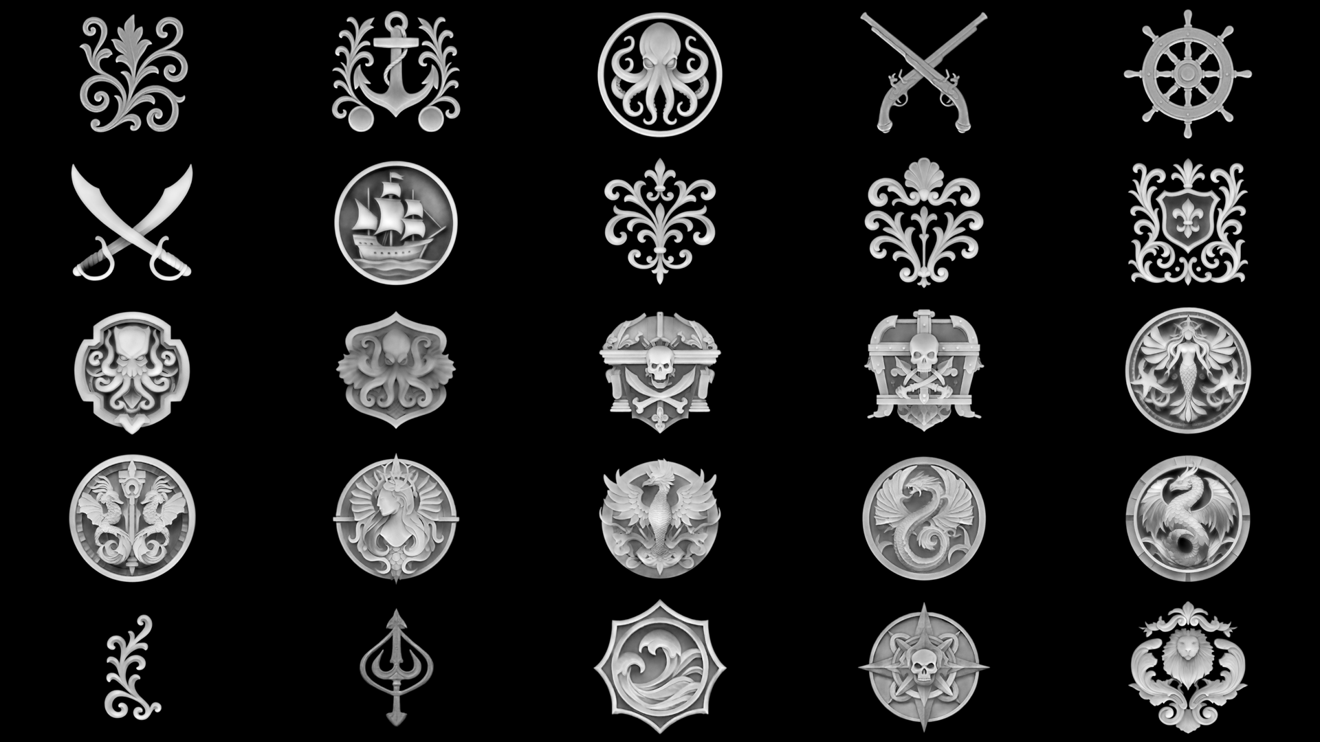 Stop Re-modelling Ornament: 50 Pirate Height Stamps for Blender ...